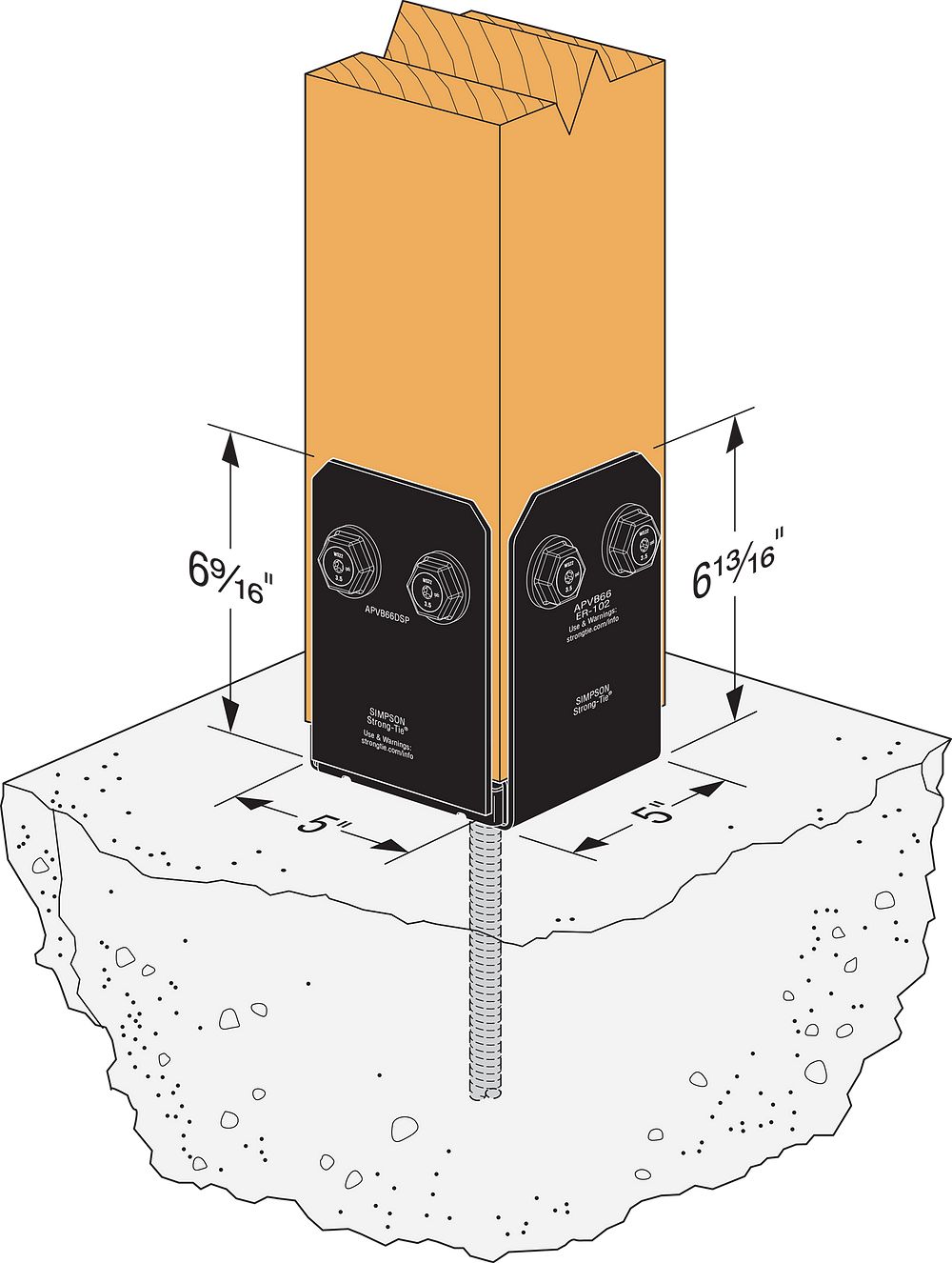 Simpson Strong Tie APVB66DSP, Outdoor Accents Avant Collection, ZMAX ...
